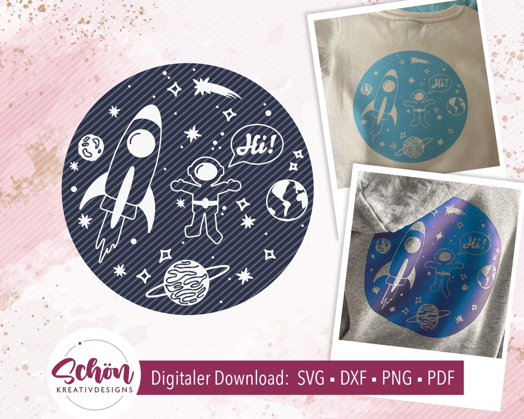 Plotterdatei Weltall | svg, pdf, dxf, png | Coole Plotterdatei für Fans von Astronauten und ...