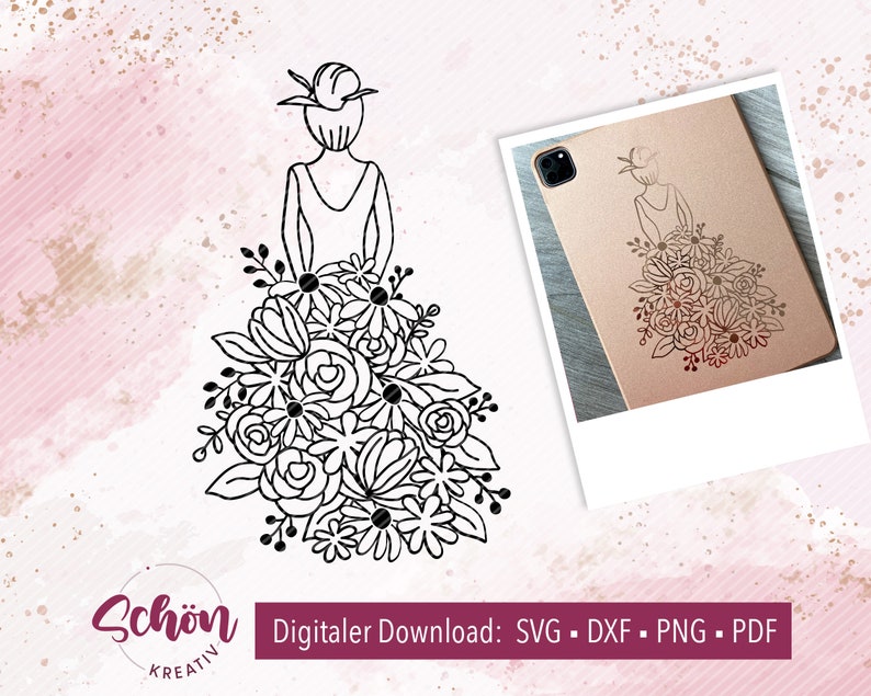 Plotterdatei Florales Mädchen svg dxf png pdf Süße - Etsy.de