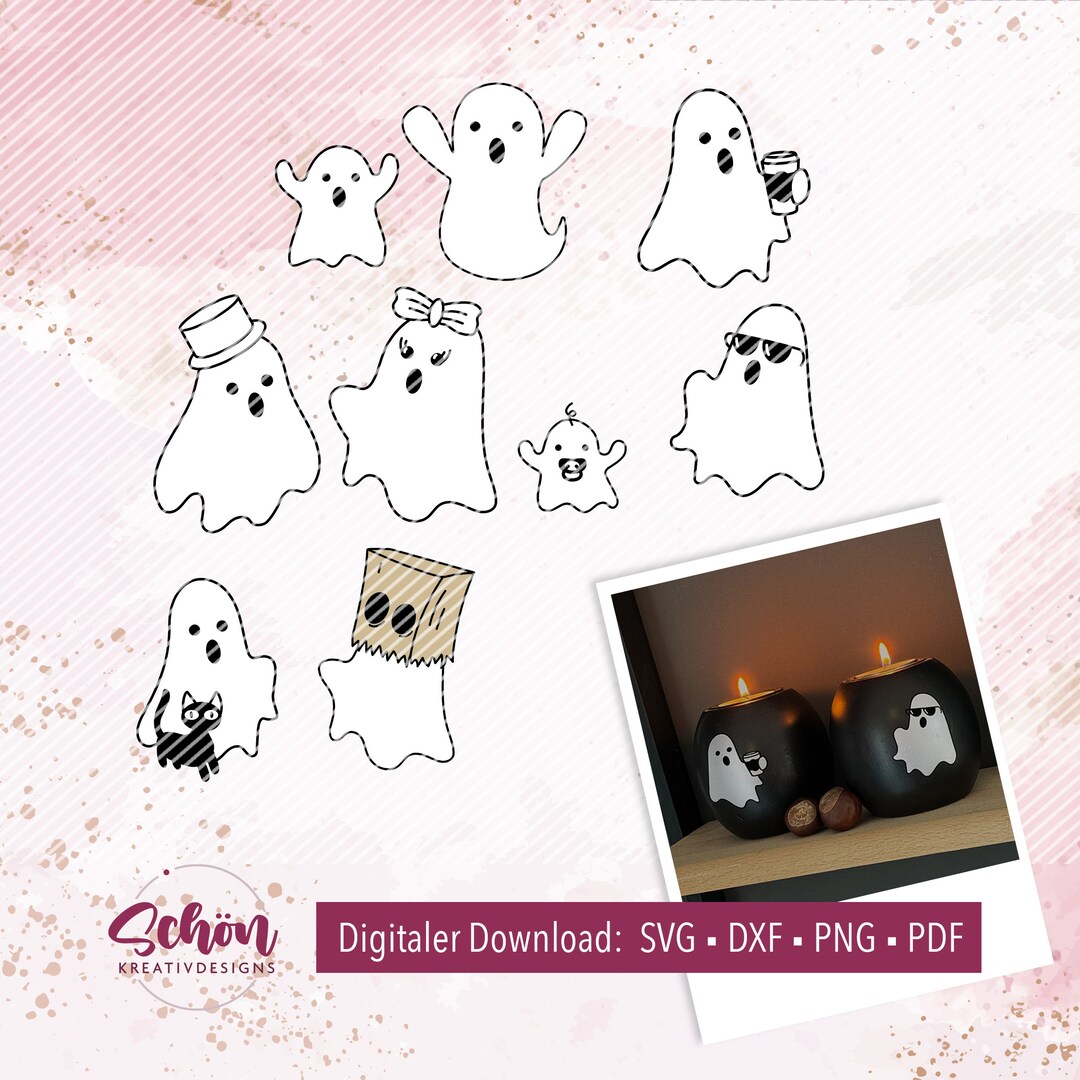 Plotter File Halloween Ghosts Svg Dxf Pdf Png Bundle of - Etsy