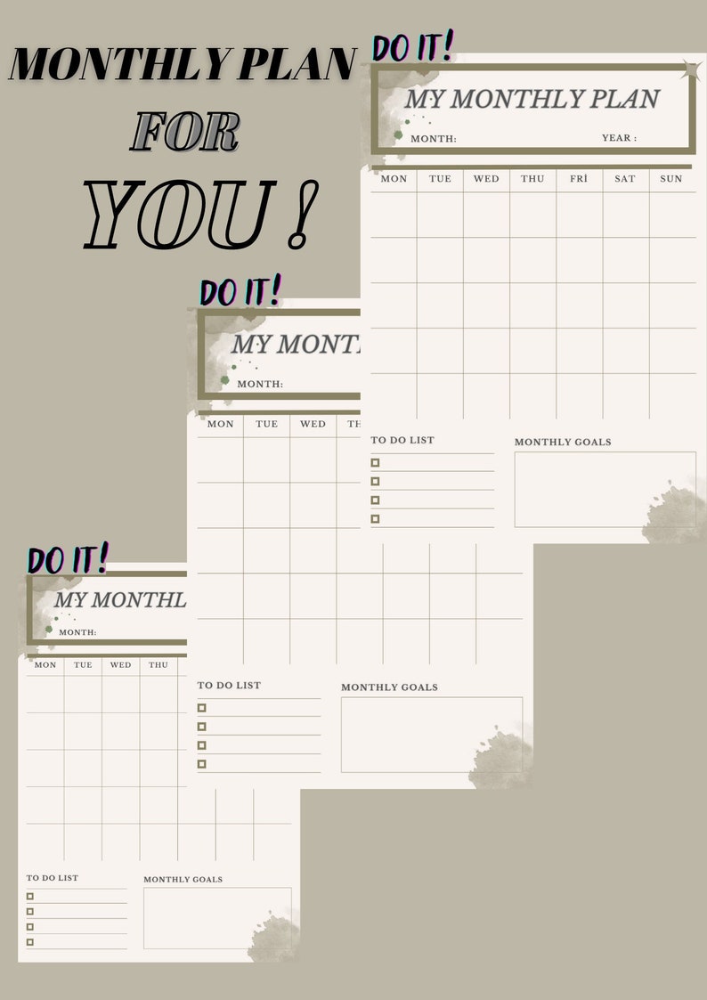 Printable Minimalist Monthly Planner Templates - Etsy Australia