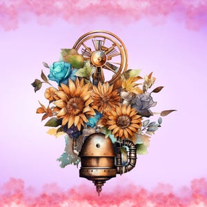 Paper Flower Clipart,steampunk Floral Cliparts,steampunk Flower Bundle ...