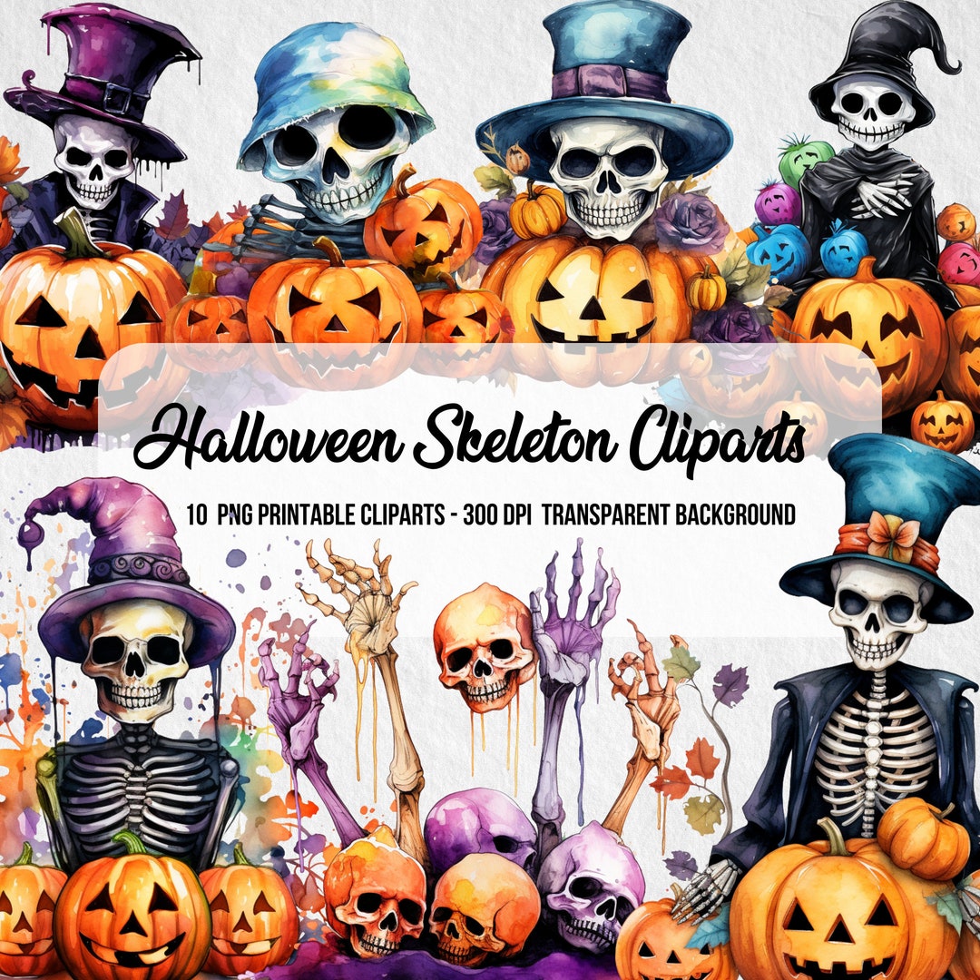 Halloween Skeleton Clipart,png Halloween,digital Print,spooky Season ...