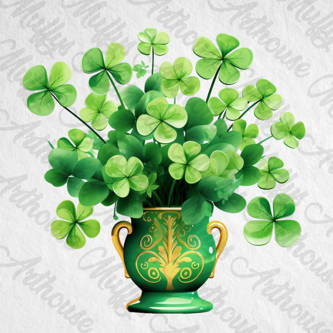 Watercolor Shamrock Clipart: St. Patrick's Day PNG Graphics (digital ...