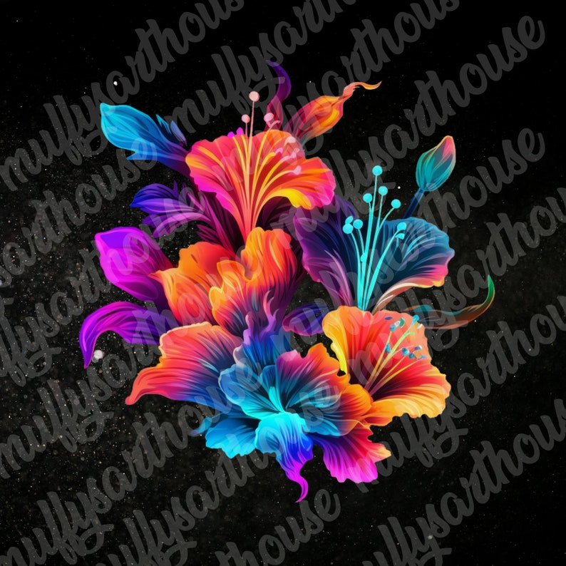 Neon Flower Clipartsfantasy Clipartsjunk - Etsy