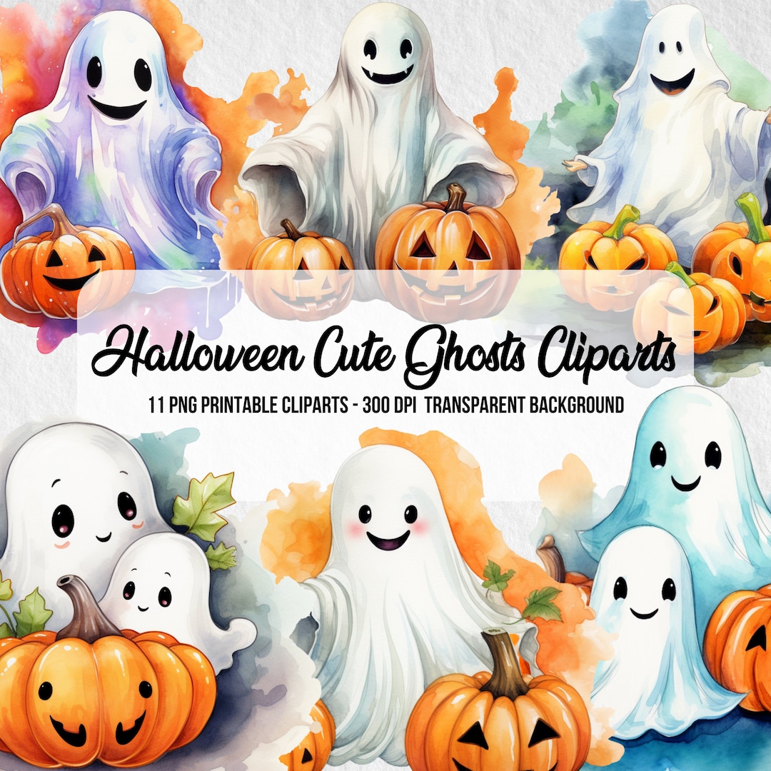 Halloween Ghost Cliparts,png Halloween,digital Prints,spooky Season ...