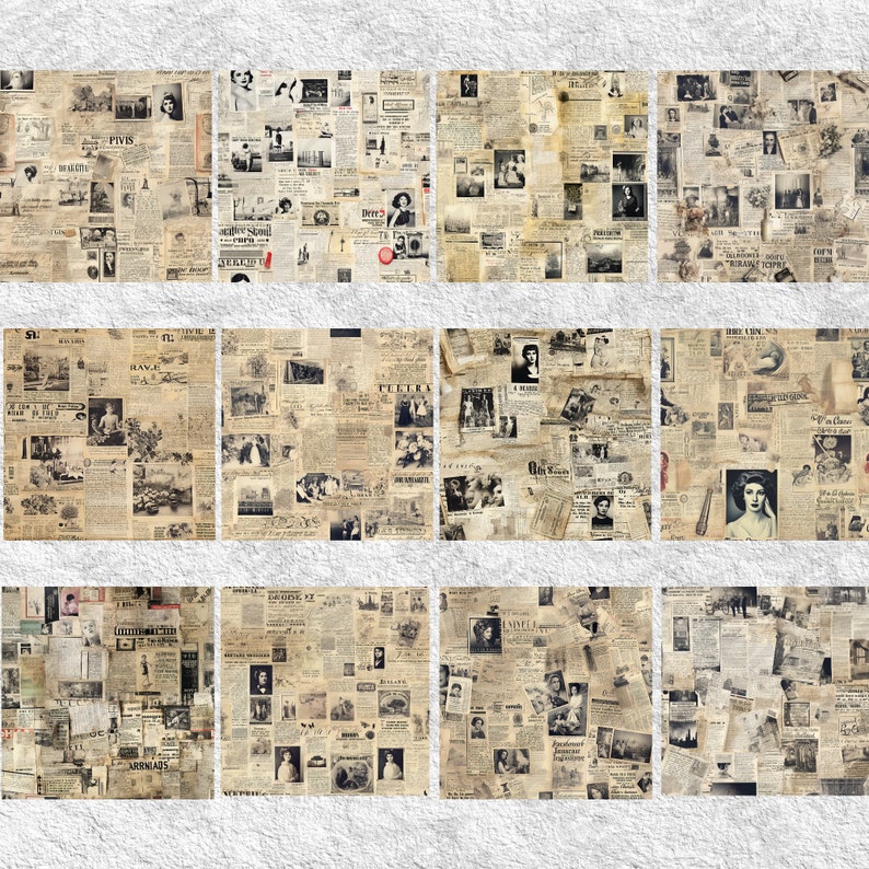 Vintage Newspaper Texture: Seamless Junk Journal Patterns (digital) - Etsy