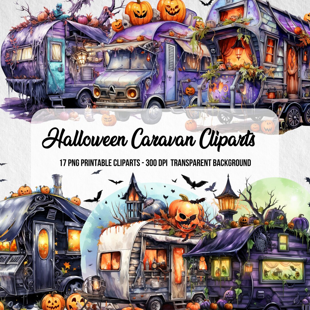 Halloween Caravan Cliparts,png Halloween,digital Print,spooky Season ...