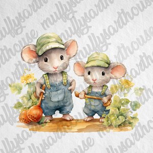 PNG Cute Farmer Mice Cliparts,watercolor Effect Animals,farmer PNG ...