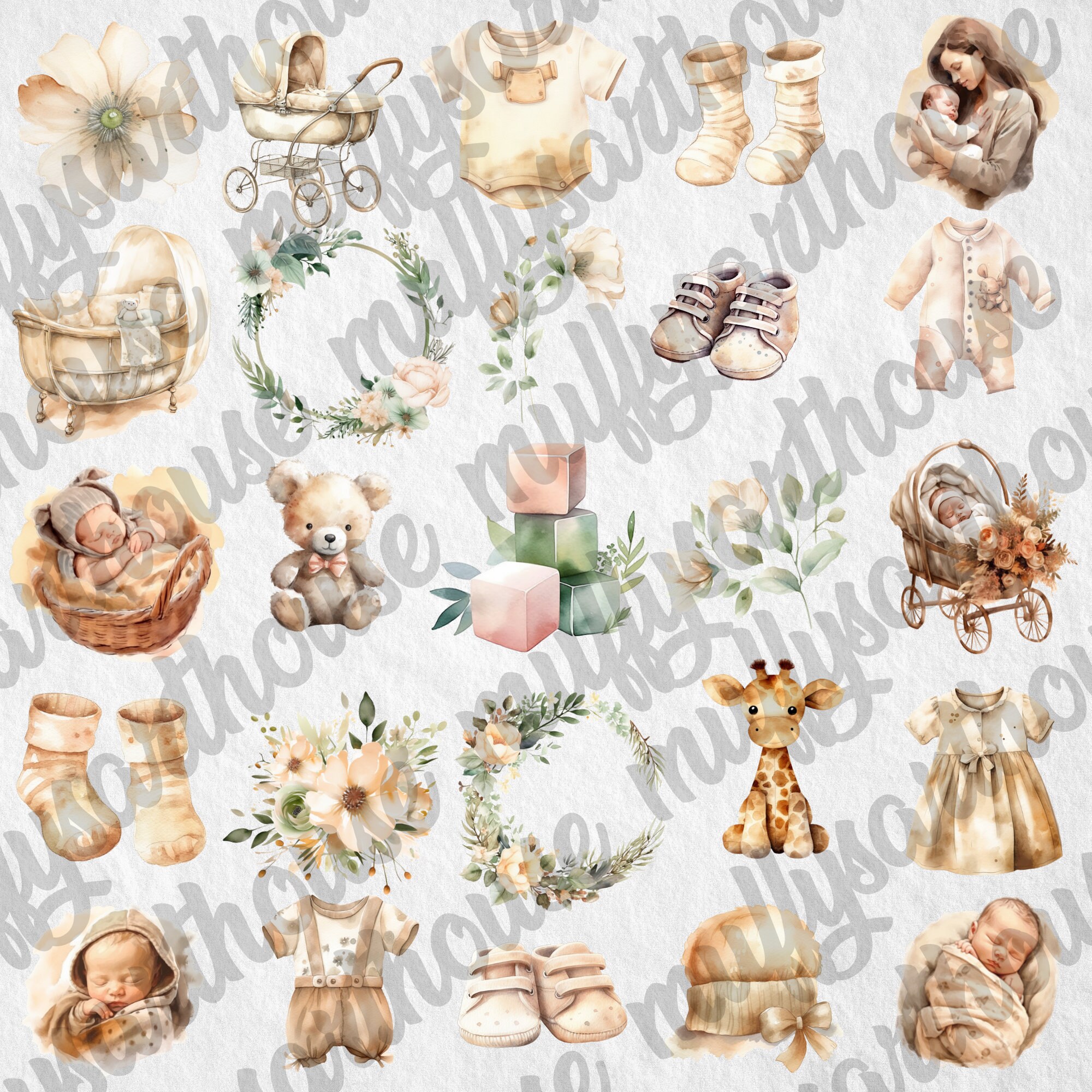 Watercolor Baby Clipart Bundle, Nursery PNG (digital Download) - Etsy