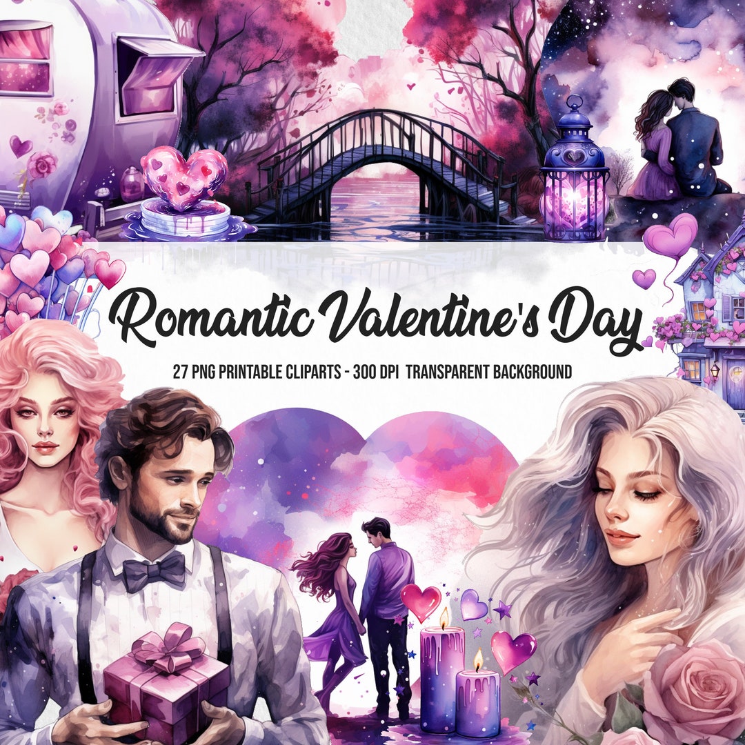 Valentines Day Png Purple,purple Lovers,purple Watercolour Clipart ...