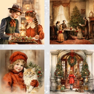Printable Victorian Christmas Digital Paper,vintage Christmas,instant ...