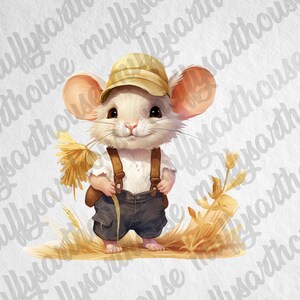 PNG Cute Farmer Mice Cliparts,watercolor Effect Animals,farmer PNG ...