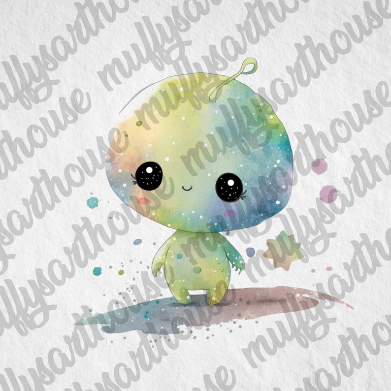 Watercolor Alien Cliparts Fantasy Cliparts Digital Aliens - Etsy