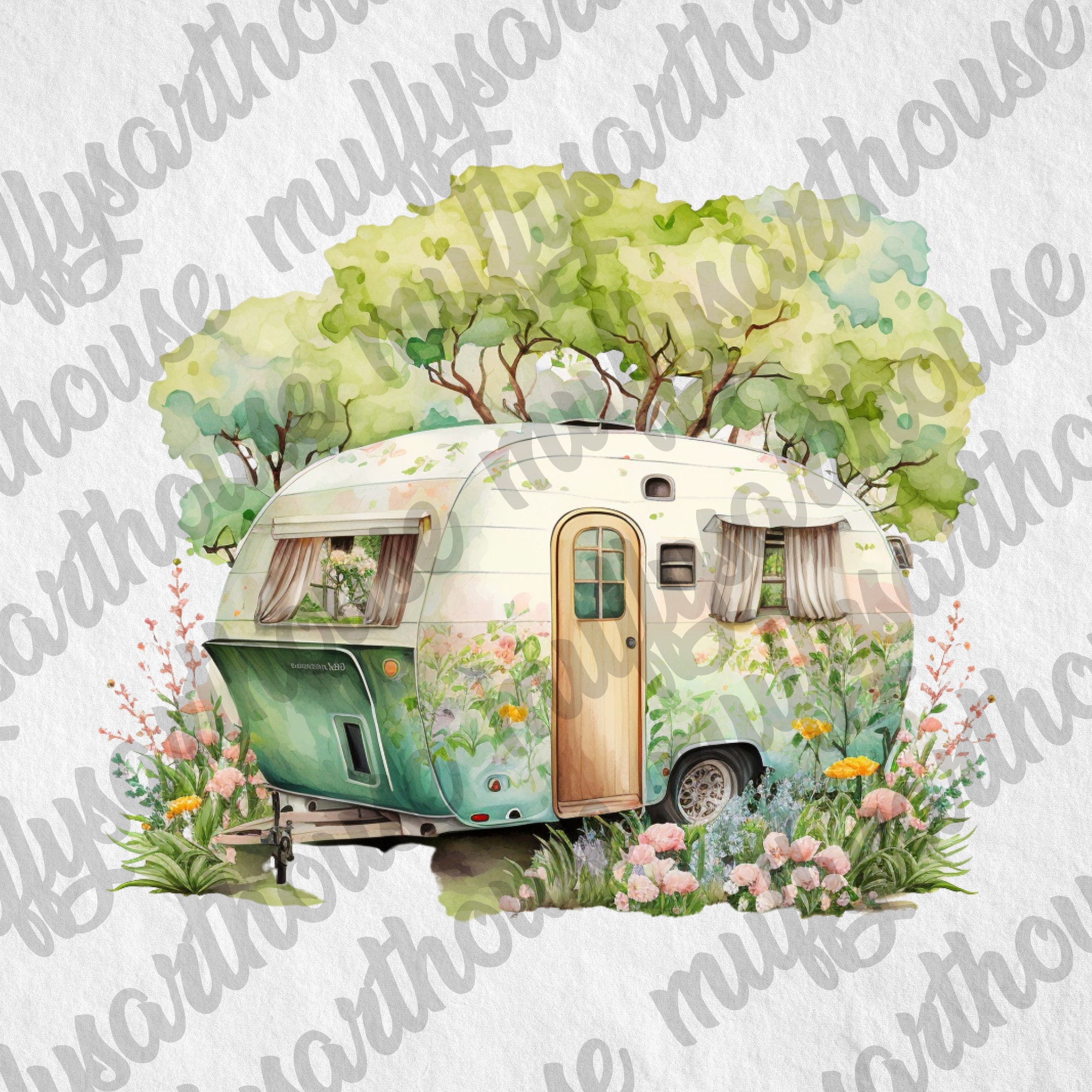 Floral Caravan Clipart Printable Imagecommercial - Etsy