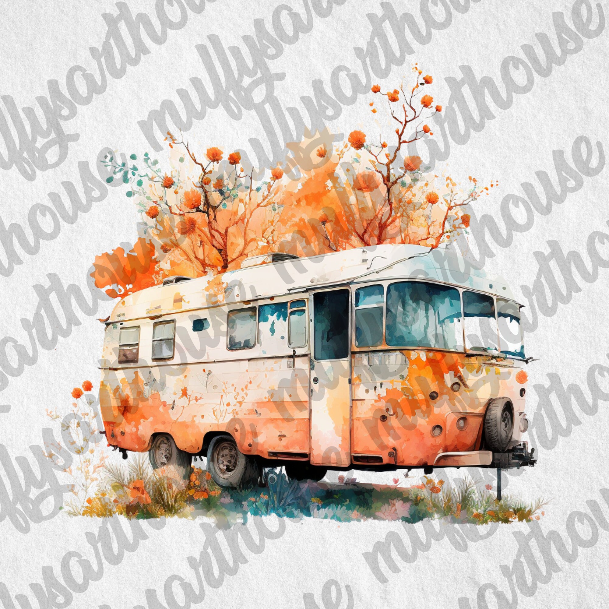 Floral Caravan Clipart, Printable Image,commercial Use,scrapbook, Junk ...