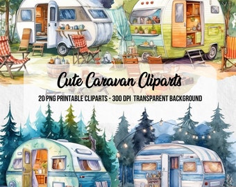 40 Cute Caravan Clipart, Printable Image, Commercial Use, Junk Journal ...