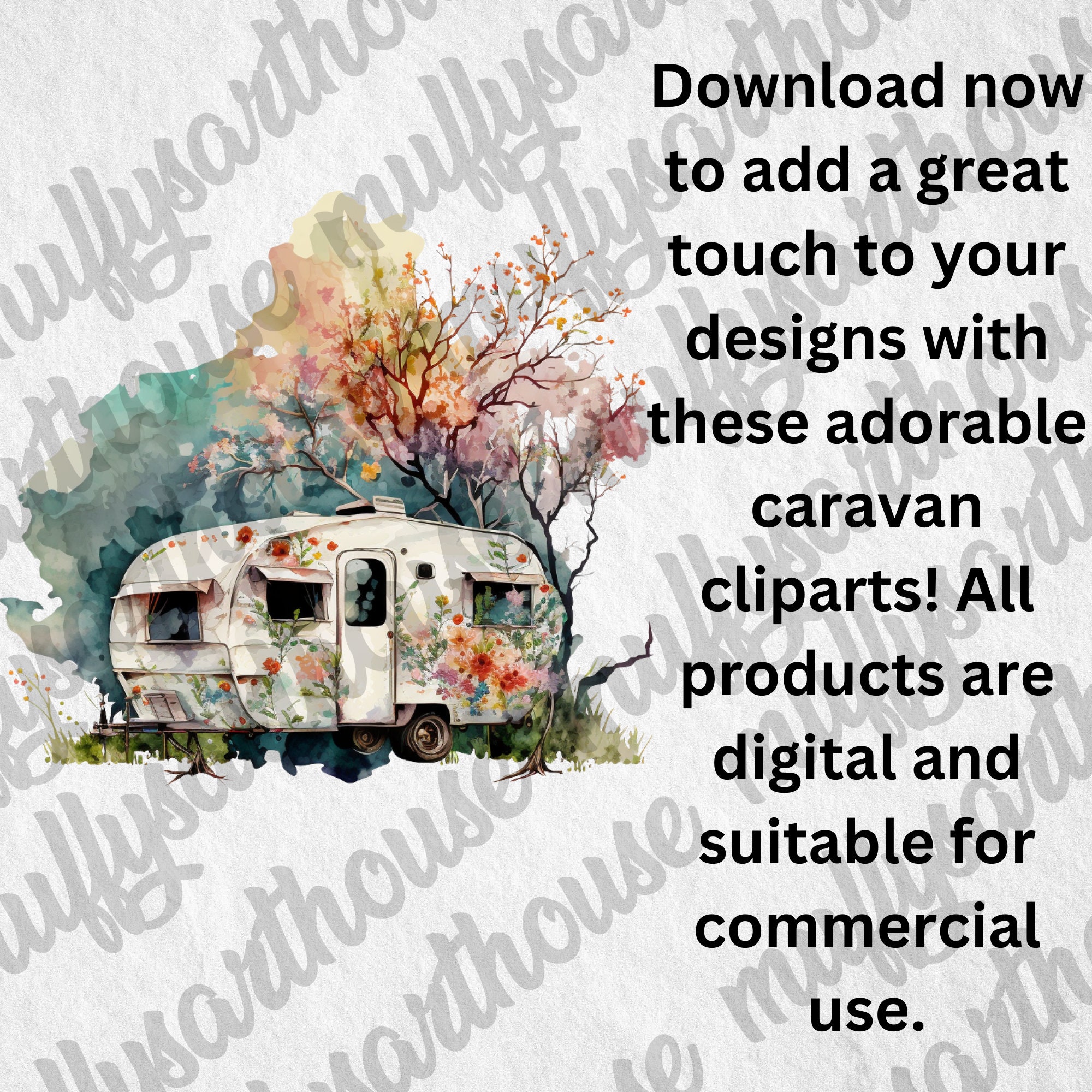 Floral Caravan Clipart, Printable Image,commercial Use,scrapbook, Junk ...