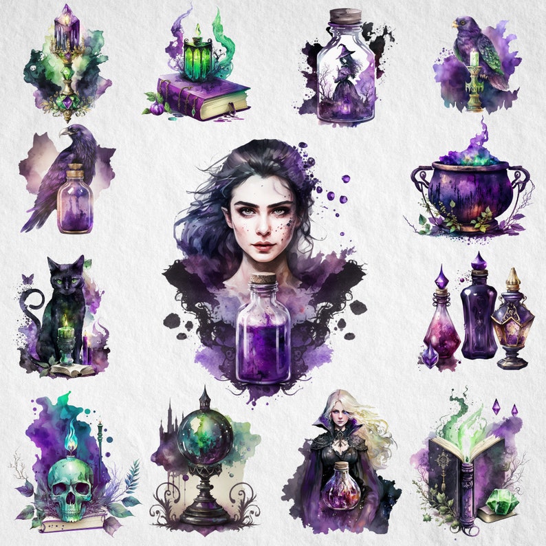 Fantasy Witch Themed Clipartspng Witchesjunk - Etsy