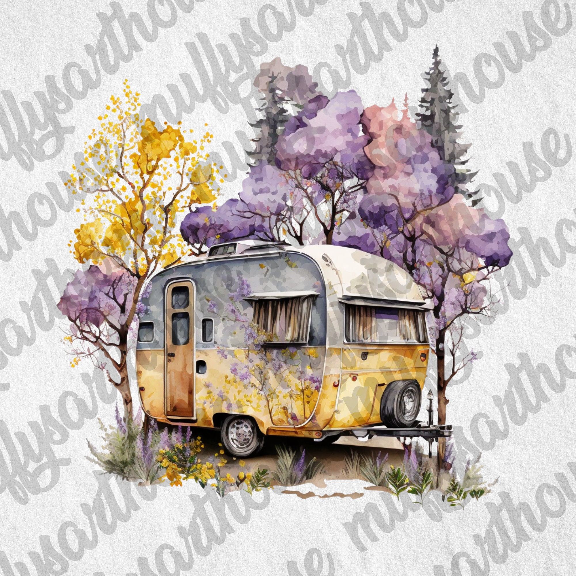 Floral Caravan Clipart Printable Imagecommercial - Etsy