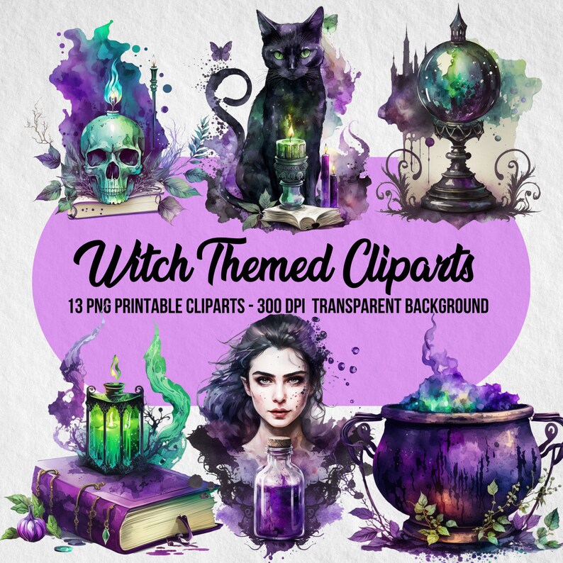 Fantasy Witch Themed Clipartspng Witchesjunk - Etsy