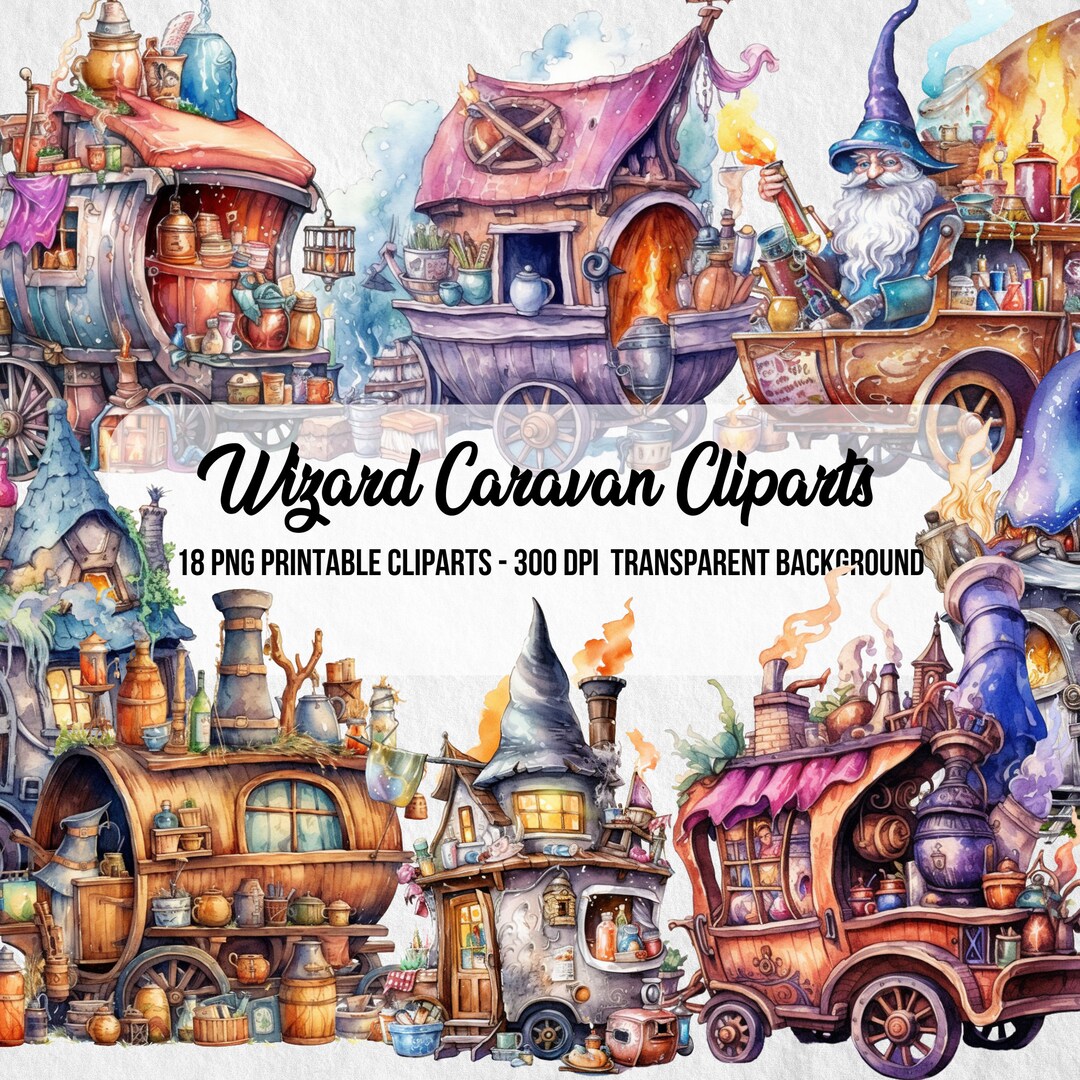 Wizard Caravan ,PNG Wizards,junk Journal,scrapbook,magical Style ...