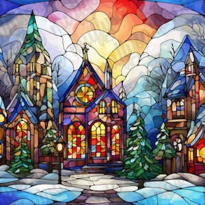 Printable Stained Glass Christmas Digital Paper,christmas Ephemera ...