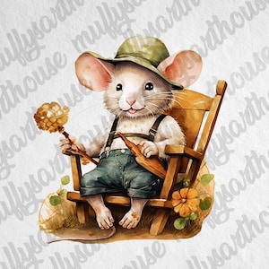 PNG Cute Farmer Mice Cliparts,watercolor Effect Animals,farmer PNG ...