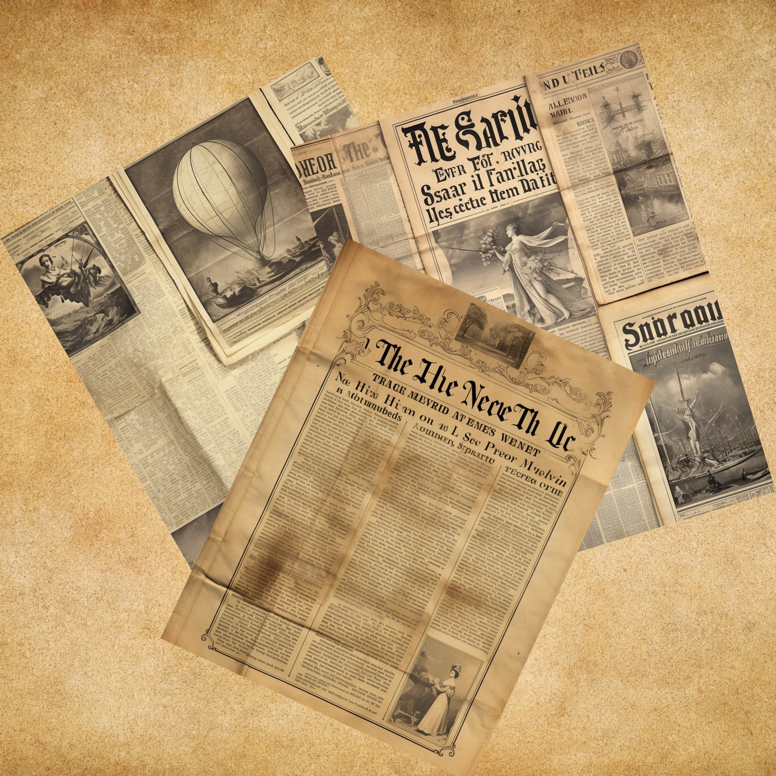60 Vintage Newspaper Ephemera, Printable Junk Journal (digital Download ...