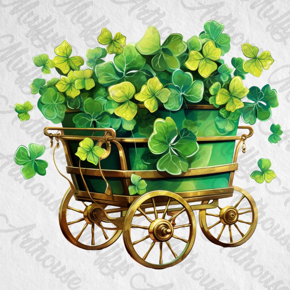 Watercolor Shamrock Clipart: St. Patrick's Day PNG Graphics (digital ...