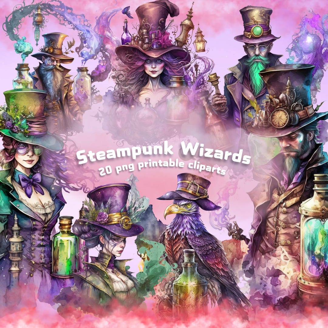 Steampunk Bundle,png Wizard,wizard and Witch Png,printable Wizard ...