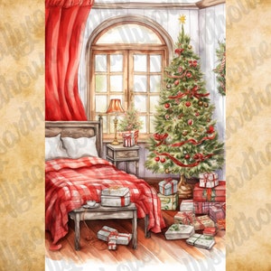 Printable Christmas Scenes Digital Pages,christmas Ephemeras,instant ...