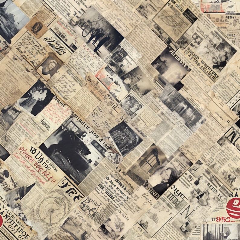 Vintage Newspaper Texture: Seamless Junk Journal Patterns (digital) - Etsy