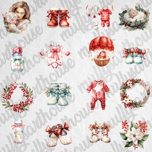 Christmas Baby Bundle,watercolor Clipart,baby Shower,newborn Baby ...