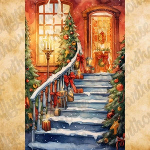 Printable Christmas Scenes Digital Pages,christmas Ephemeras,instant ...