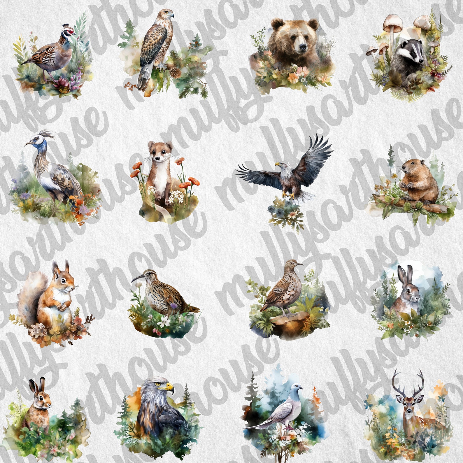 Animal Forest Clipart,png Art,forest Animal Digital Papers,bundle Sale ...