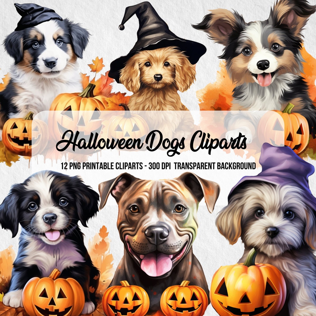 Halloween Cute Dogs Clipart,png Halloween,digital Print,spooky Season ...