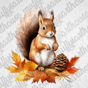 Autumn Squirrels Cliparts,watercolor Cliparts,fall Clipart,autumn ...
