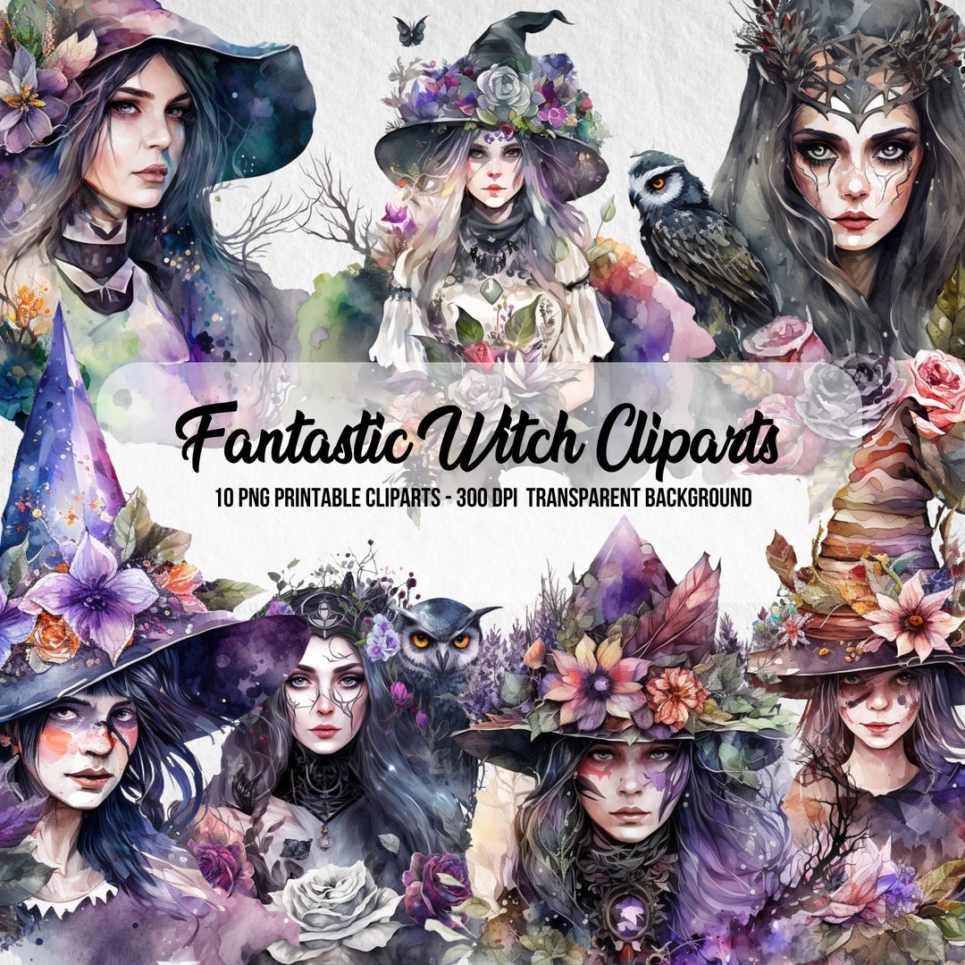 Fantasy Witch Cliparts,png Wizards,junk Journal,scrapbook,magical Style ...