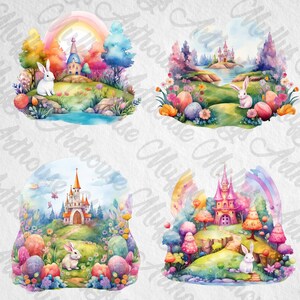 20 Fantasy Easter Land Clipart,watercolor Effect Easter Print,printable ...