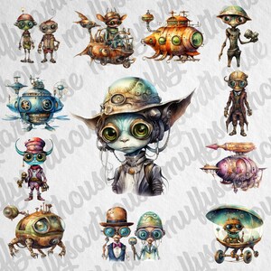 Steampunk Aliens Cliparts,png Steampunk Books,commercial Use,steampunk ...