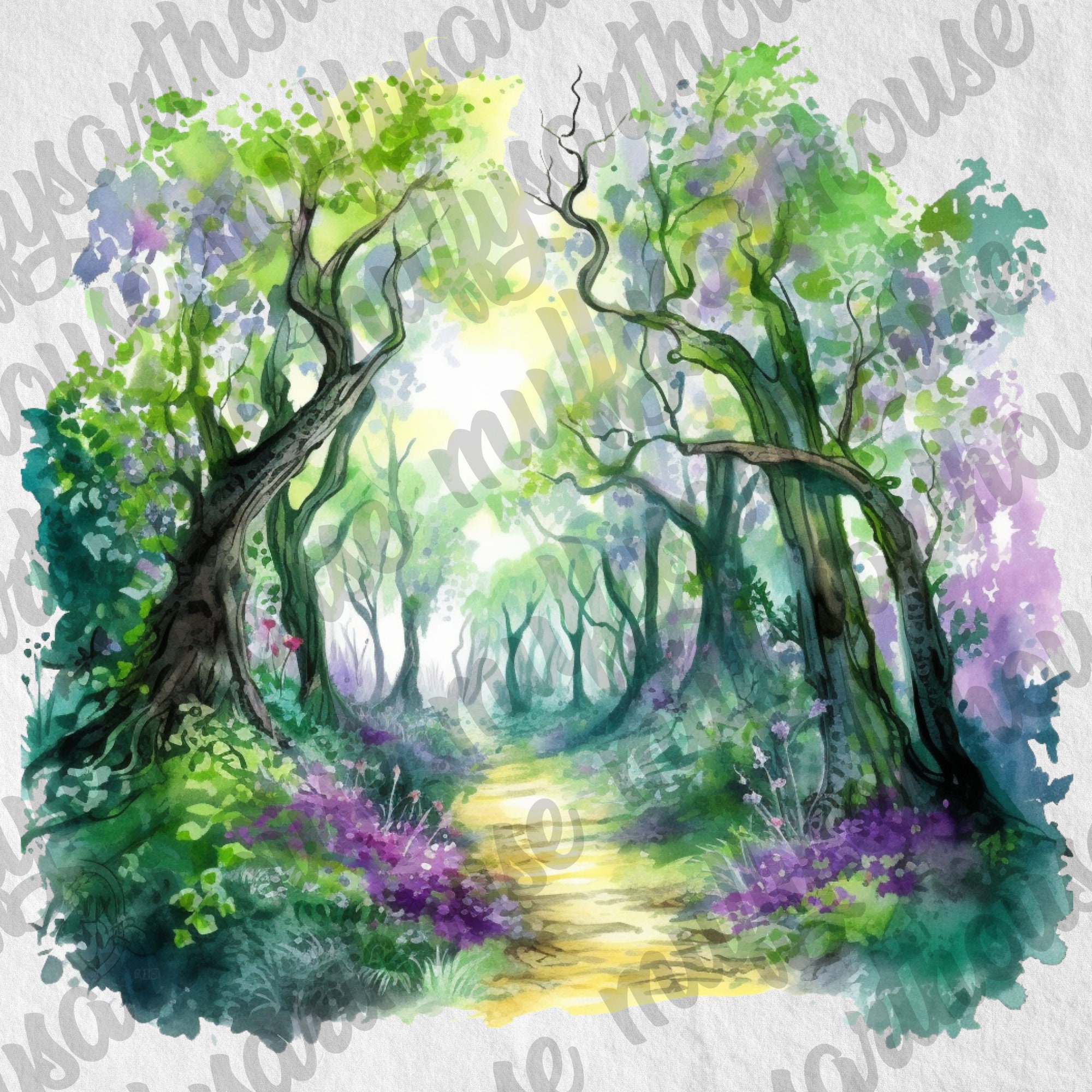 Watercolor Fairy Forest Clipart Bundle, Magical Graphics (digital ...