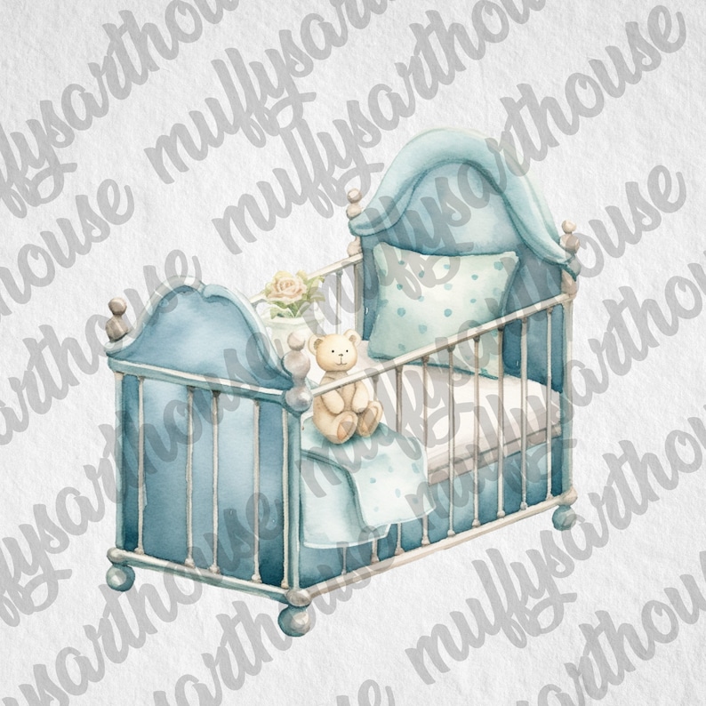 Watercolor Baby Boy Clipart Bundle: Newborn Nursery PNG (digital ...