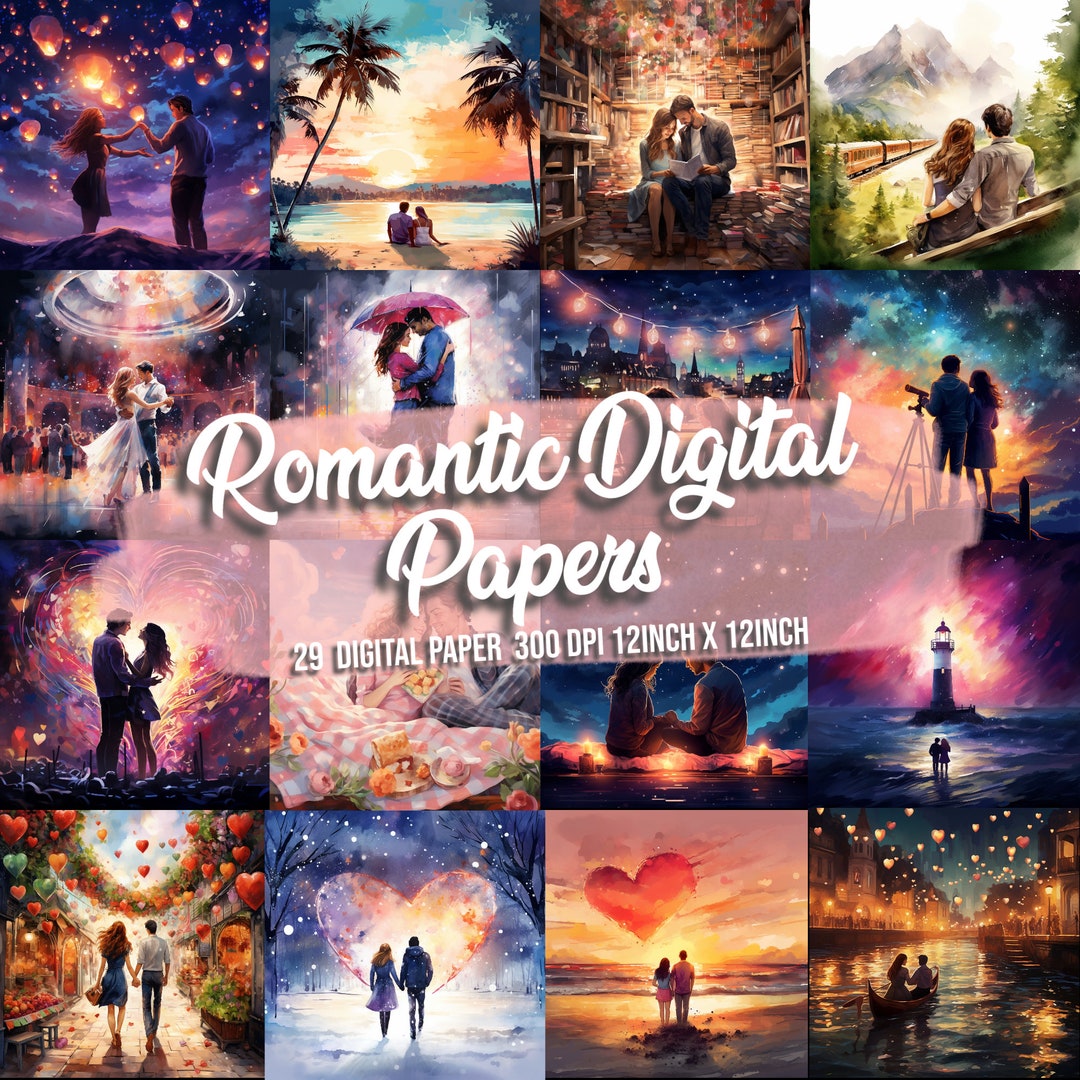 Printable Romantic Valentine's Day Digital Paper,instant Digital ...
