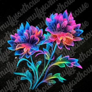 Neon Flower Cliparts,fantasy Cliparts,junk Journal,scrapbook,floral ...