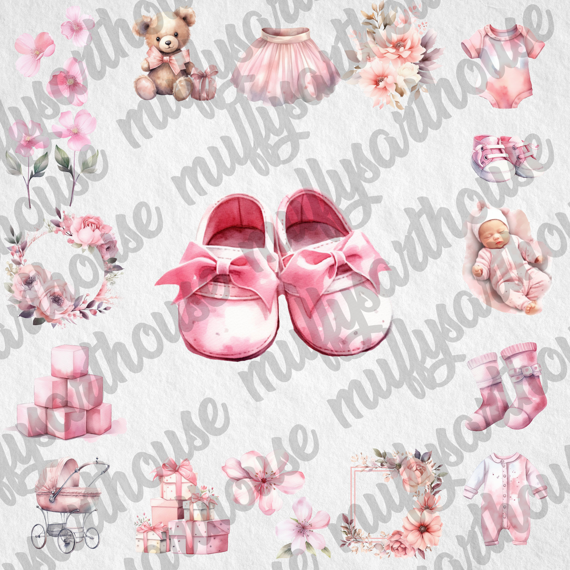 Baby Girl Bundlewatercolor Clipartbaby Showernewborn Baby - Etsy Australia