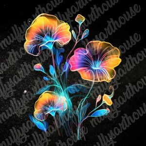 Neon Flower Cliparts,fantasy Cliparts,junk Journal,scrapbook,floral ...
