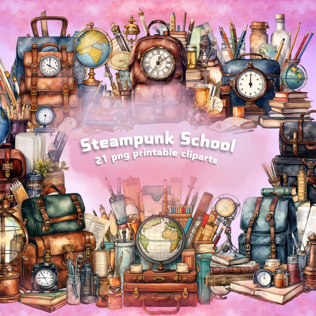 Back to School Printable,steampunk School,png Back to School Paper ...