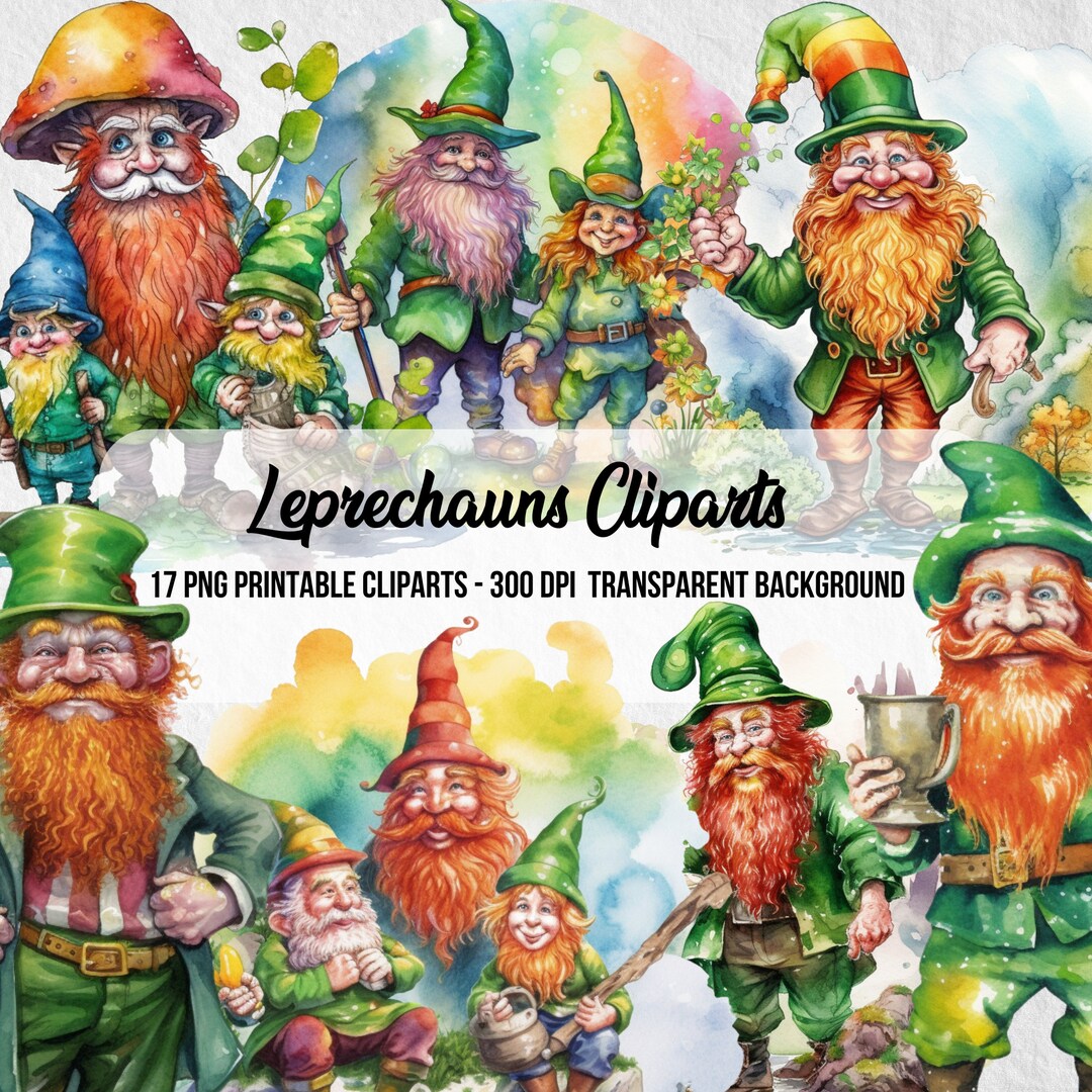 17 Leprechauns Cliparts,st. Patrick's Day Png,junk Journal Kit ...