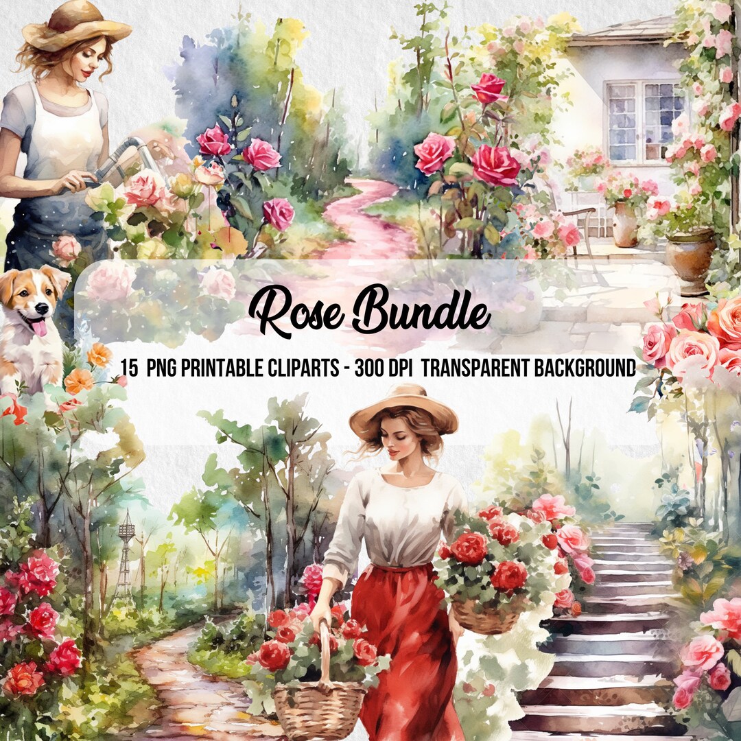 Rose Bundle,junk Journal,scrapbook,floral Images,clipart Bundle,instant ...