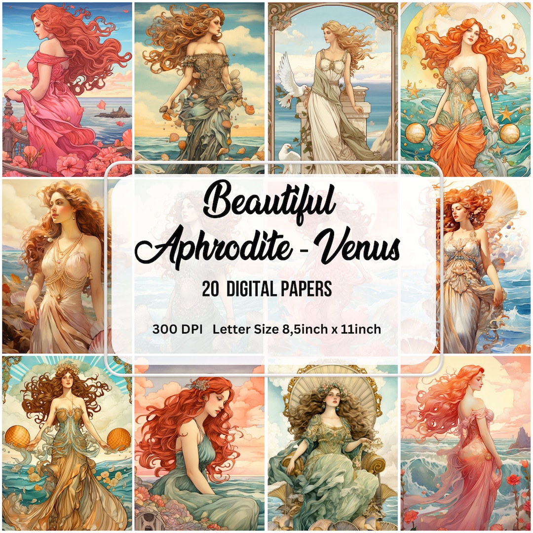 Printable Aphrodite Goddess Digital Papers,mythology Ephemera,instant ...